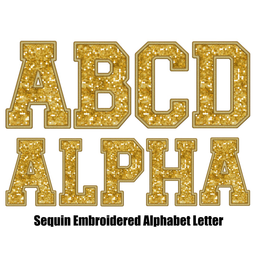 Sequin Embroidered Alphabet Letters Clipart: Stitched Alpha PNG ...