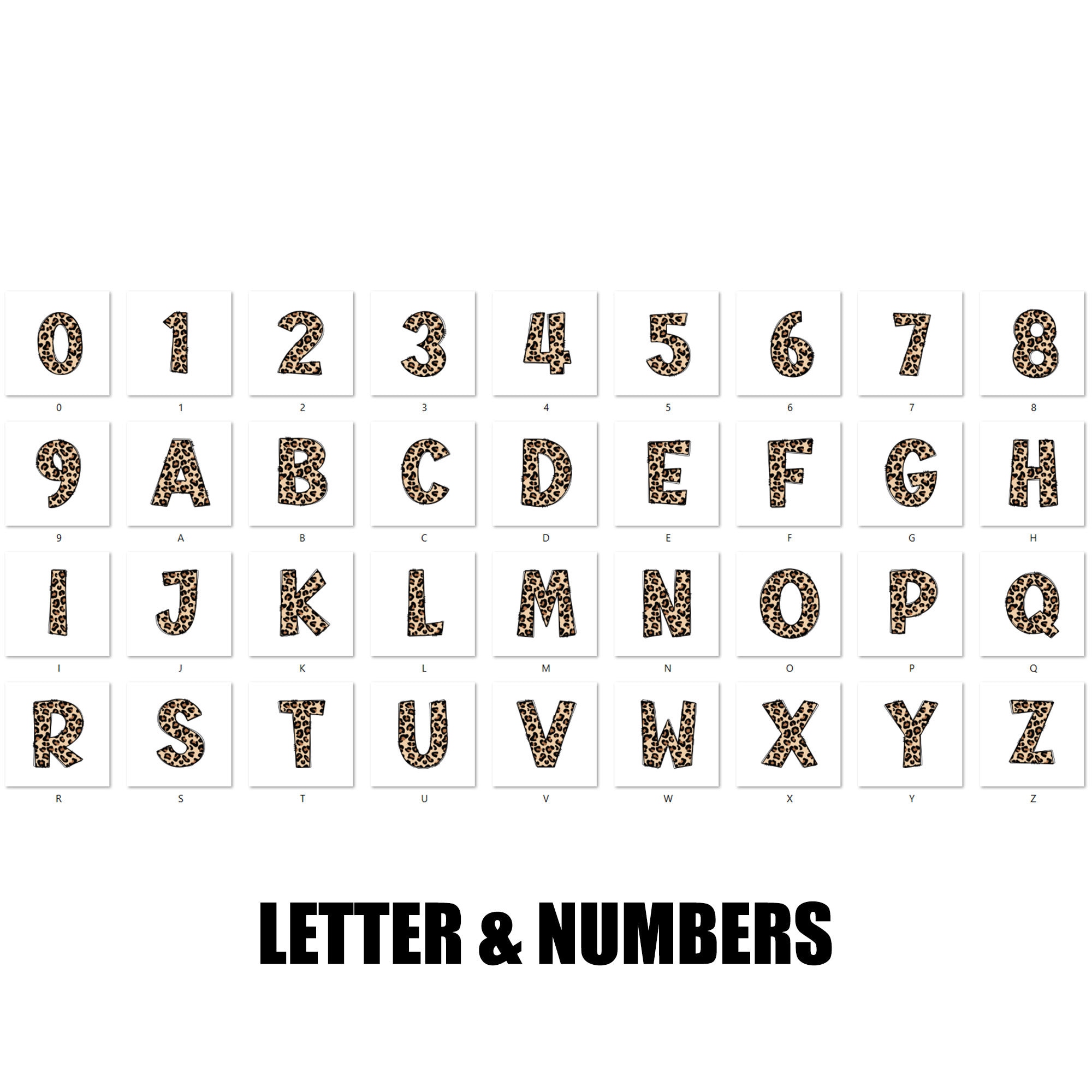 Safari Animal Print Alphabet: Zoo Doodle Letters (PNG Digital Download ...