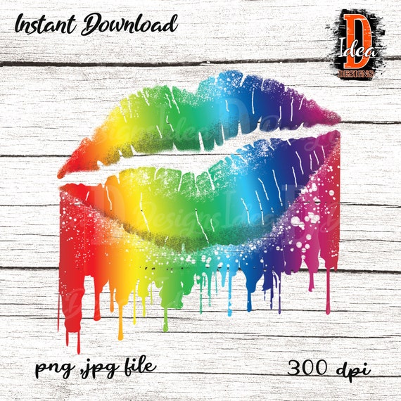 LGBT lips pngDripping LipsLip PrintLip BitingSublimation | Etsy