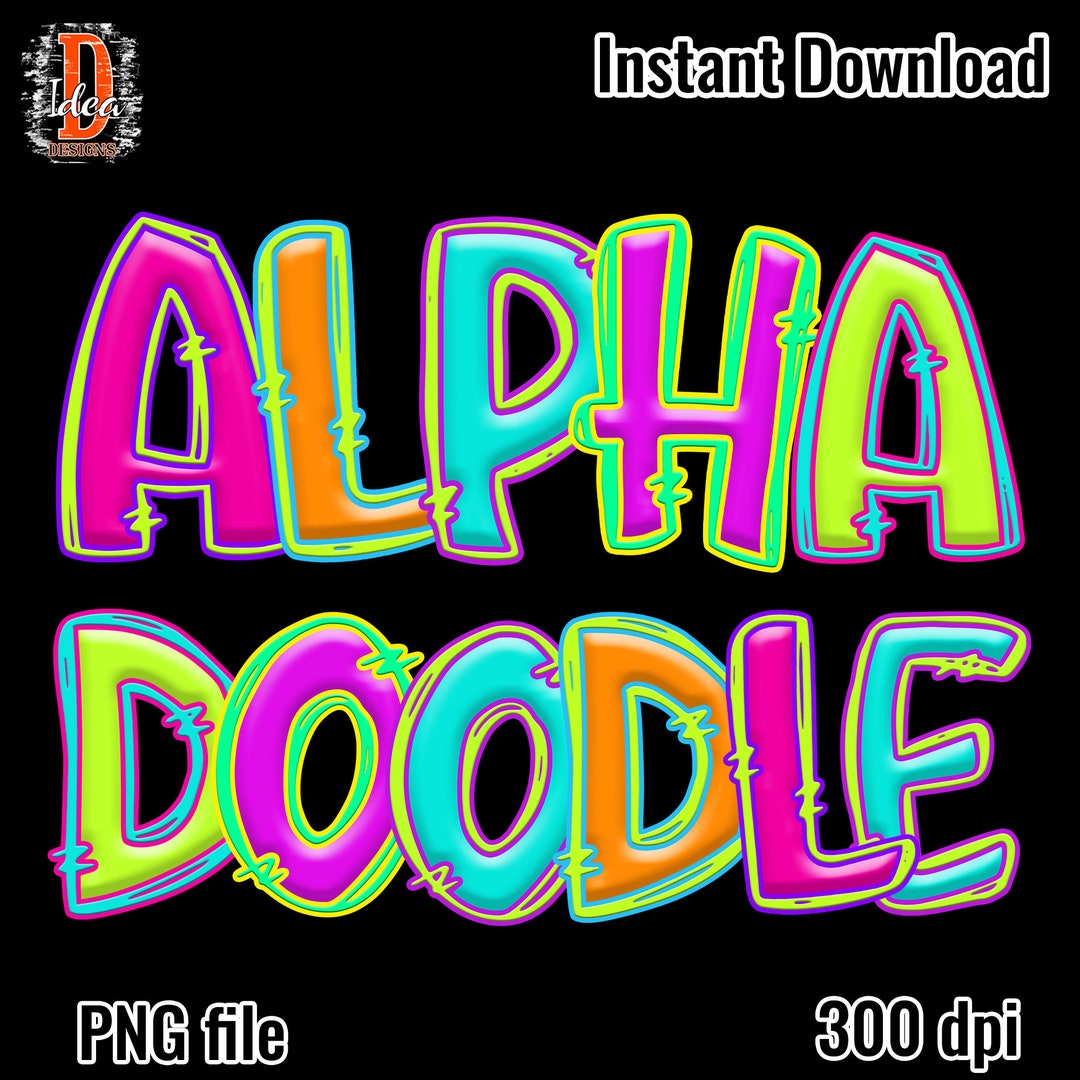 Alphabet Doodle PNG: Colorful Letters and Numbers (digital Download) - Etsy