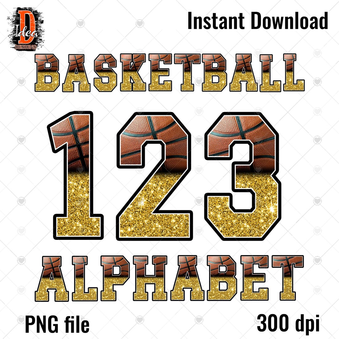 Basketball Alphabet Gold Glitter Letters PNG Bundle, Basketball Sports ...