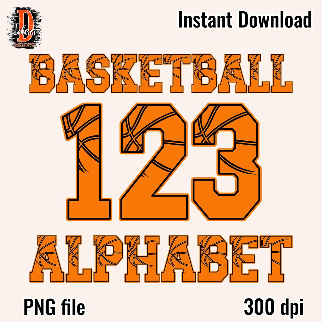 Basketball Alphabet Letters and Numbers PNG Bundle: Sports Doodle Font ...