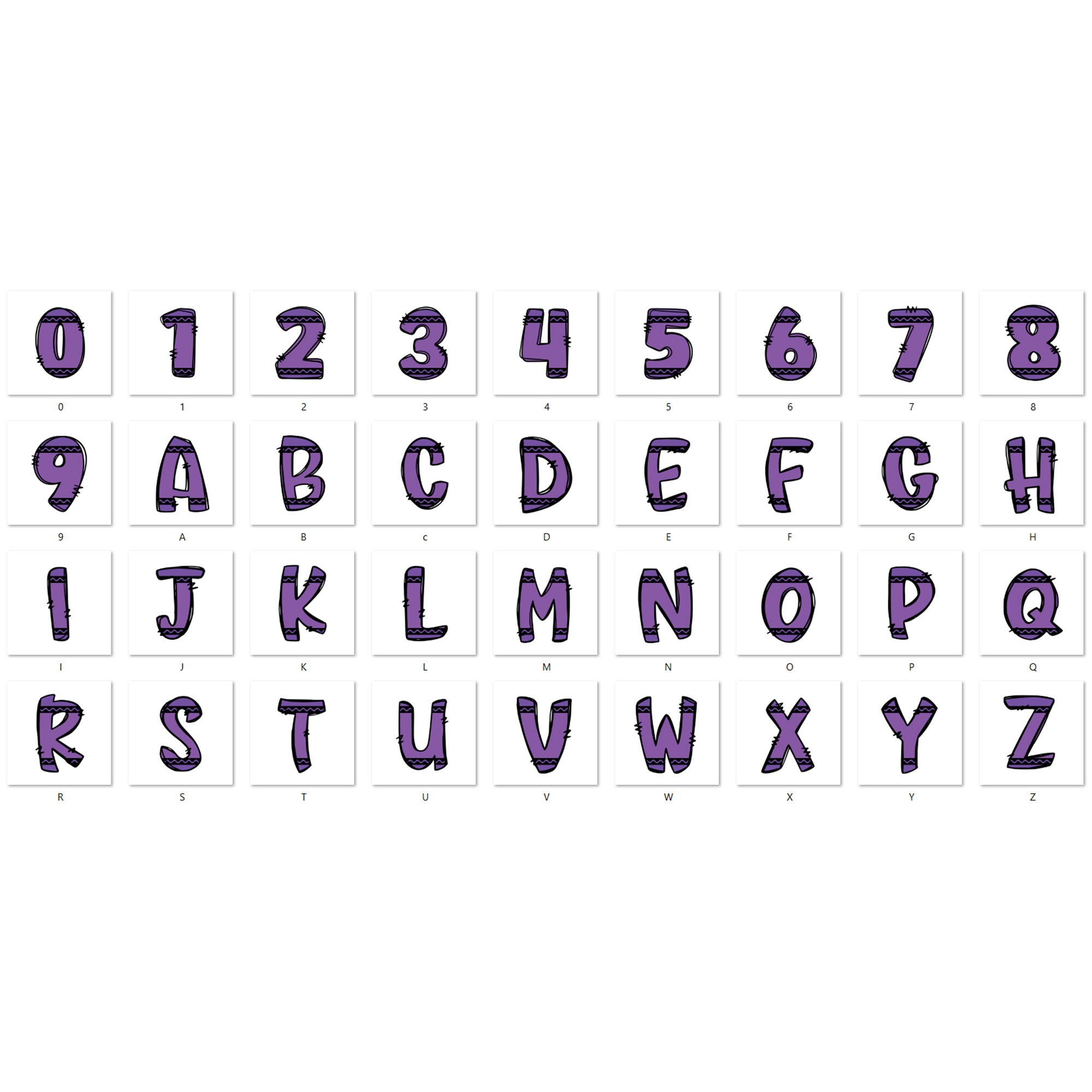 Crayon Doodle Letters & Numbers PNG Clipart (digital Download) - Etsy