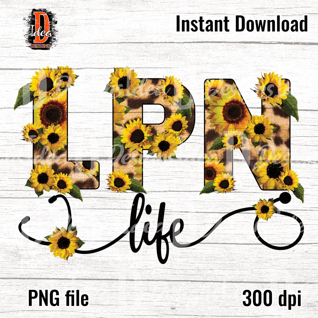 LPN Life Leopard Sunflower Sublimation Design Digital Png File,cheetah ...