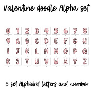 Valentines Alphabet Doodle Letters PNG Bundle , Valentine Sublimation ...