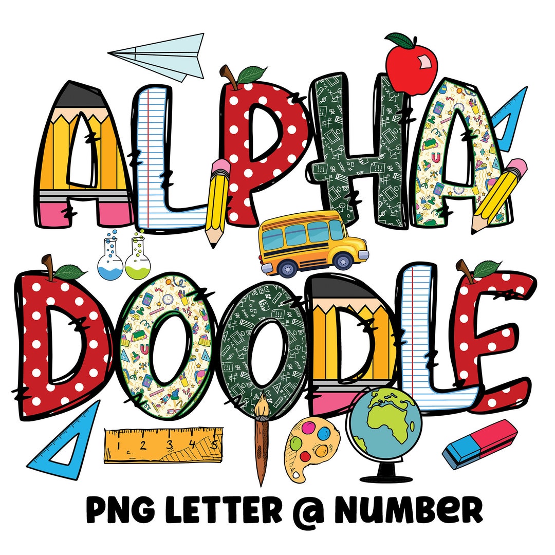 School Doodle Letters & Numbers PNG Clipart (digital Download) - Etsy
