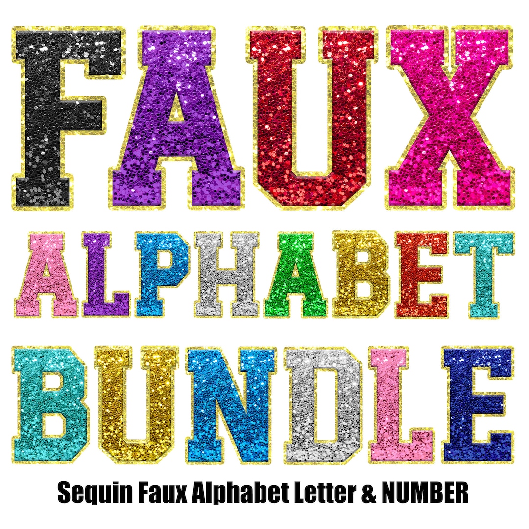 Digital Faux Sequin PNG Doodle Alphabets , 12 Pack Alphas Bundle ...