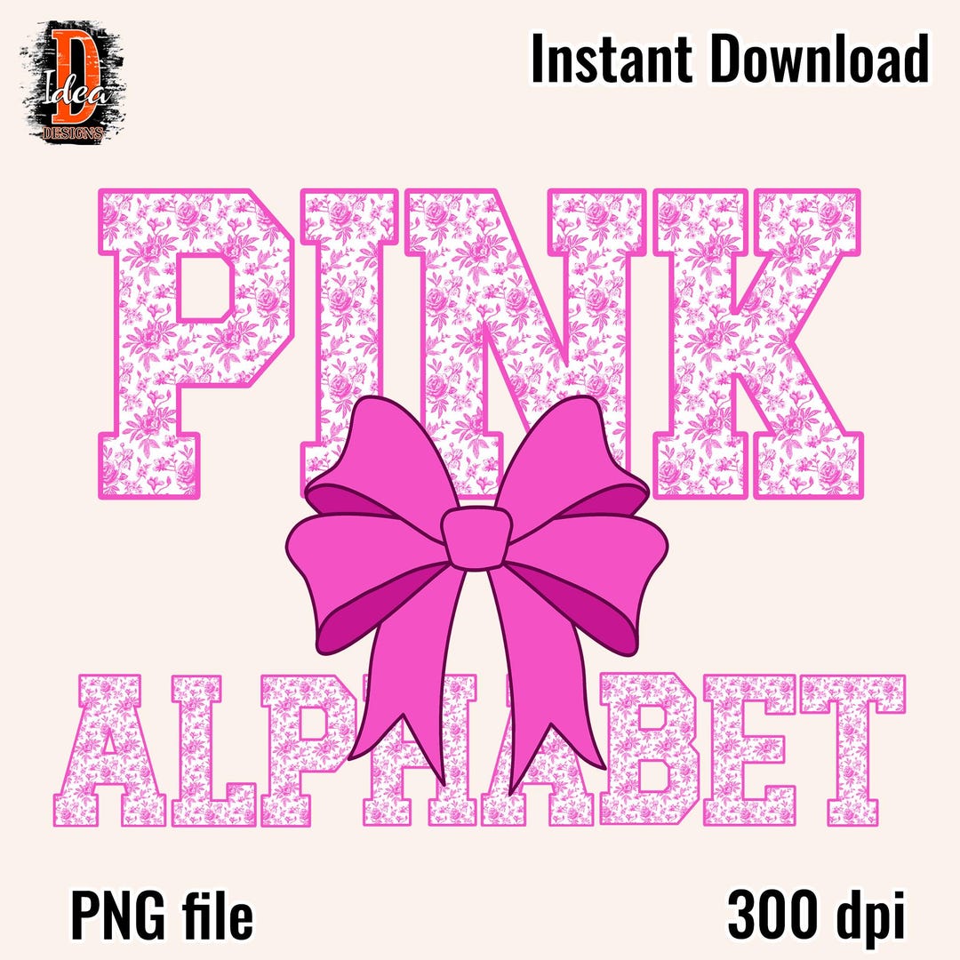 Pink Toile Bow Water Color Coquette Alphabet Letters & Number Set ...