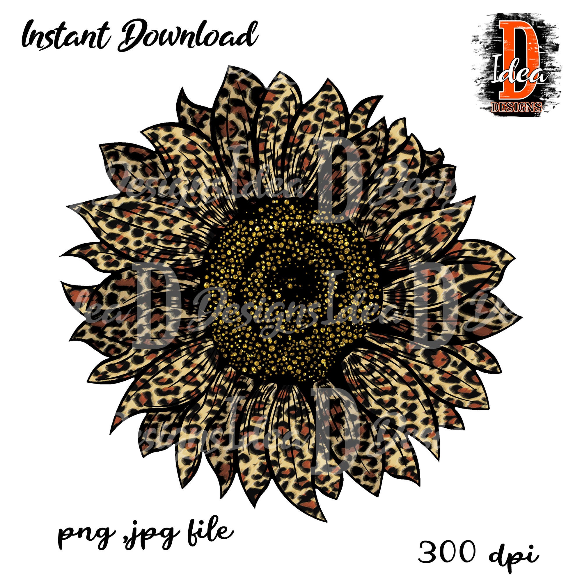 Leopard Sunflower PNG: Printable Sublimation Design (digital Download ...