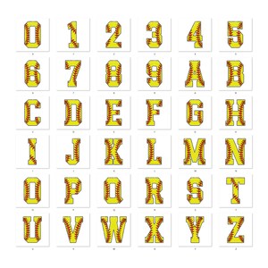 Softball Distressed Alphabet Letters & Number PNG Bundle Softball ...