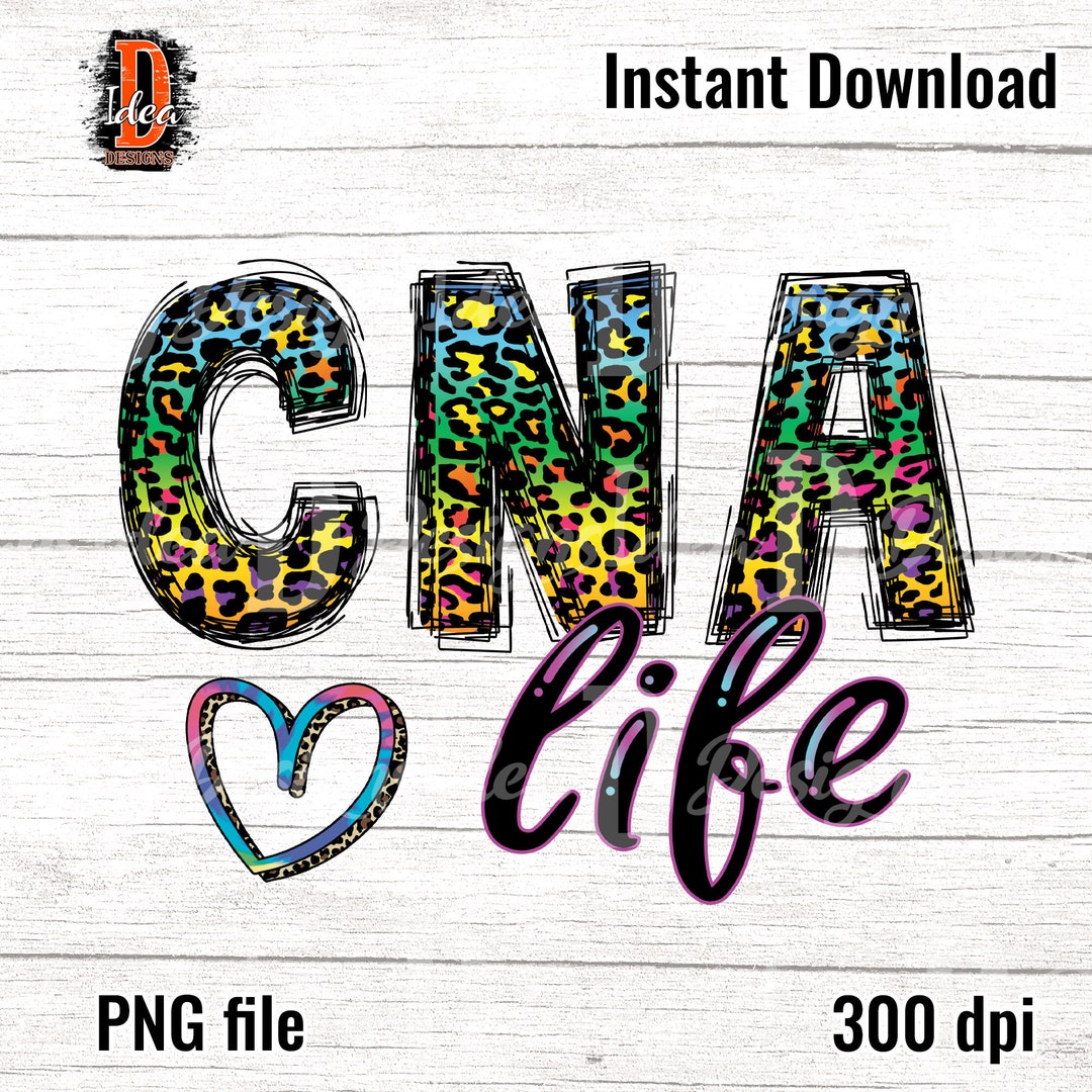 CNA Life Leopard Print Design: Colorful PNG File (digital Download) - Etsy