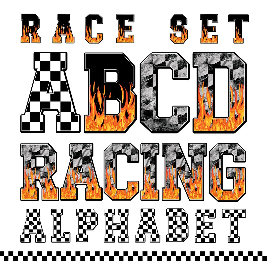 Race Alphabet Bundle Png , Bundle Checkered Numbers , Alphabet Letters ...