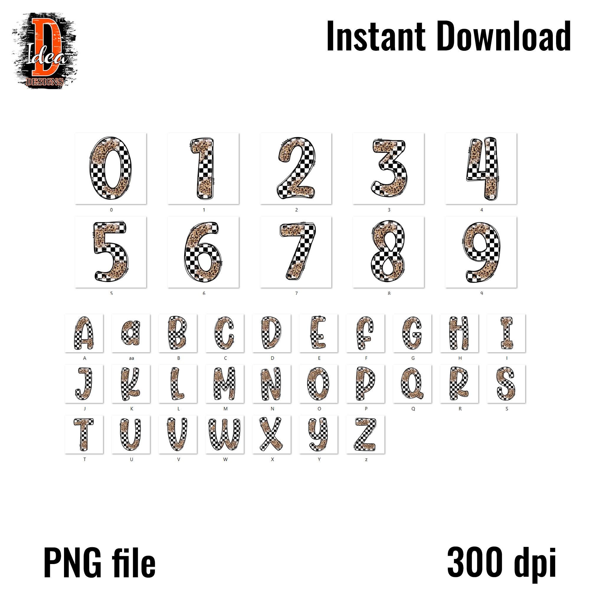 Racing Leopard Checkered Alphabet PNG: Numbers, Letters (instant ...