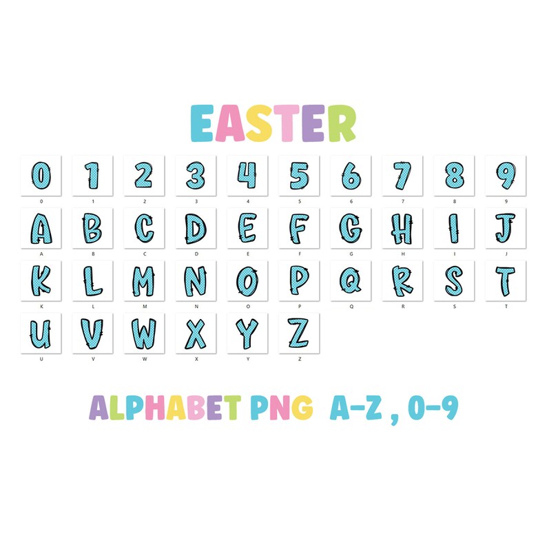 Easter Alphabet Doodle Letters PNG Bundle Bunny Easter - Etsy