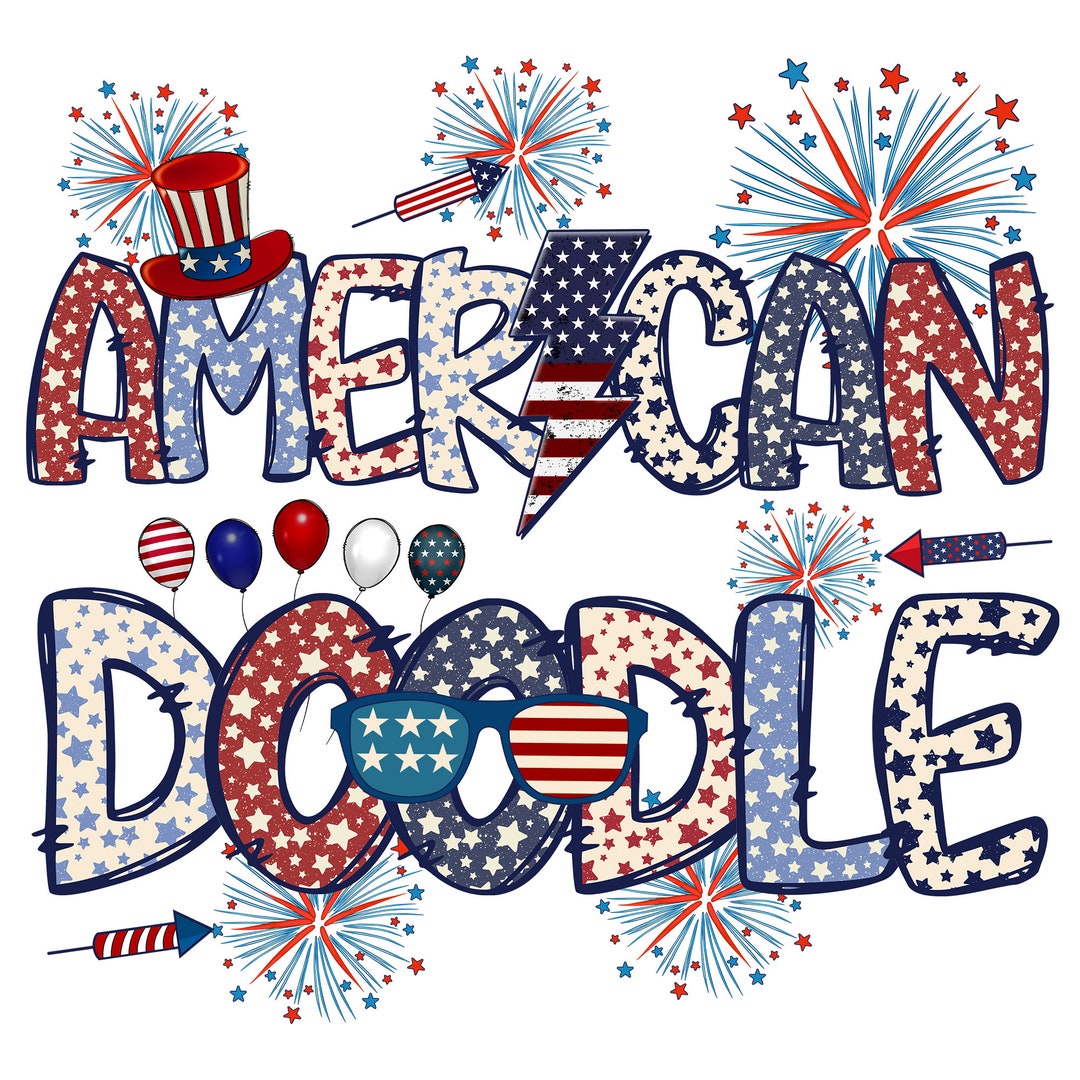 Patriotic Alphabet Doodle PNG , 4th of July , Independence Day , Bundle ...