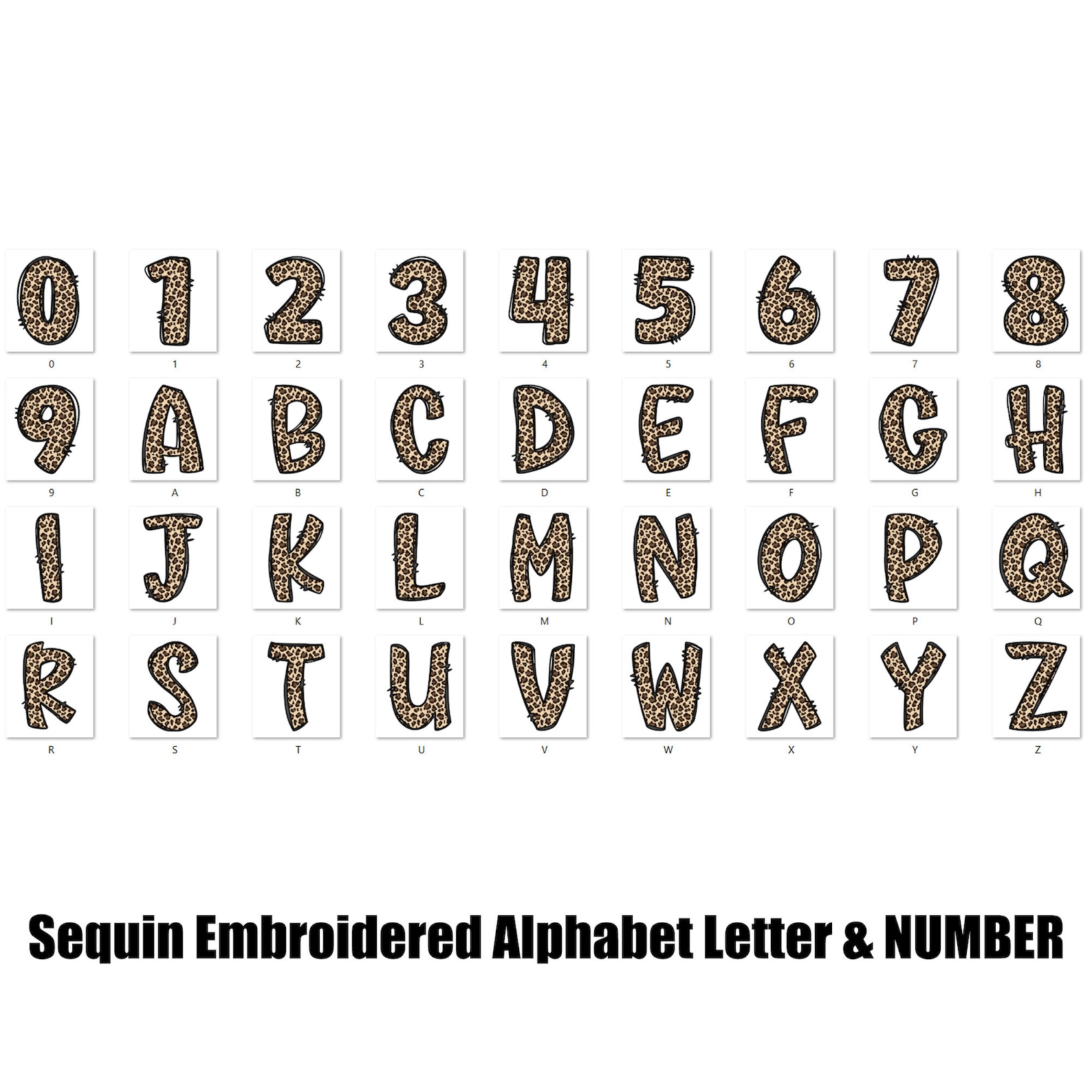 Leopard Print Alphabet & Number Set: Safari Animal PNG Clipart (digital ...