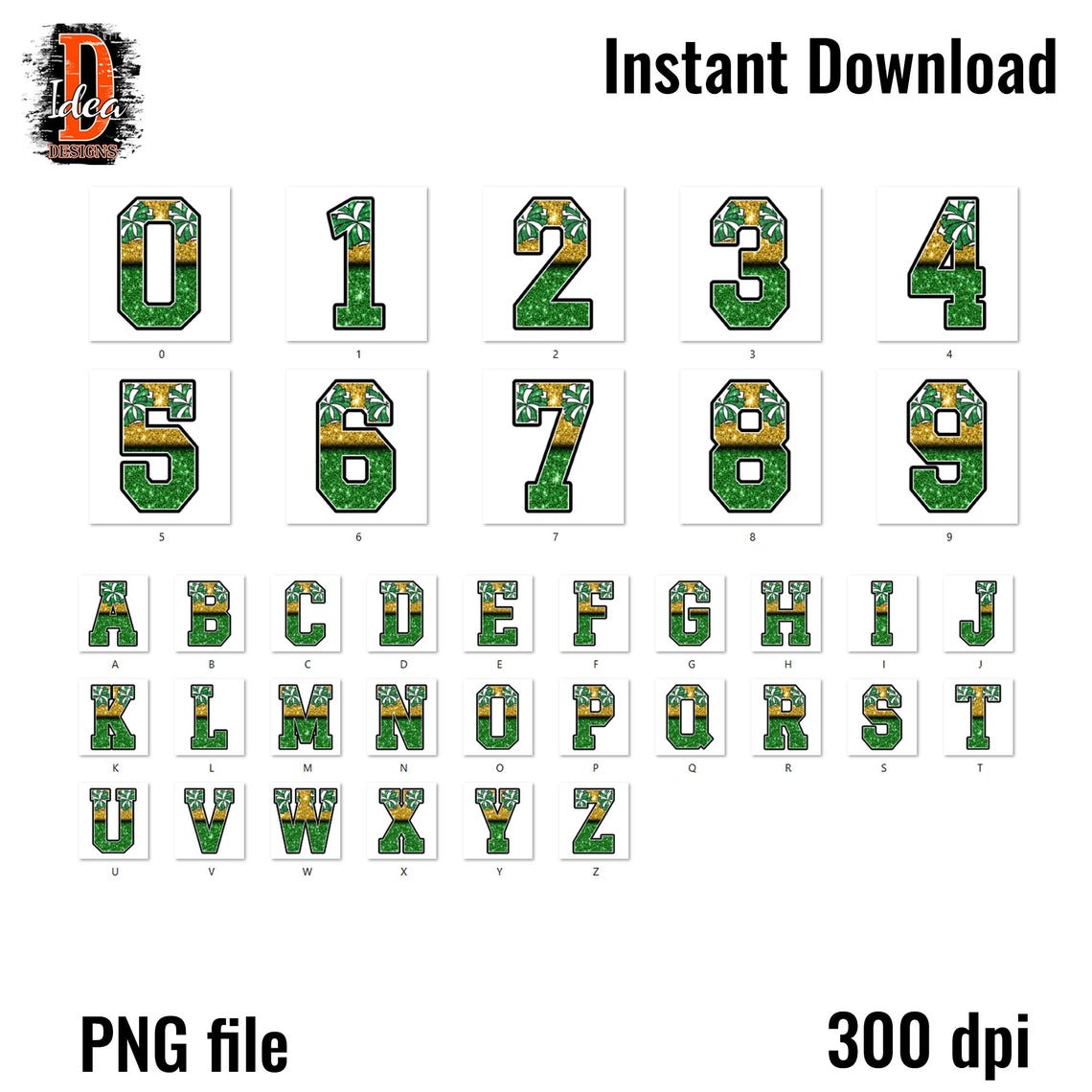 Green & Gold Glitter Cheer Letters PNG Bundle (digital Download) - Etsy