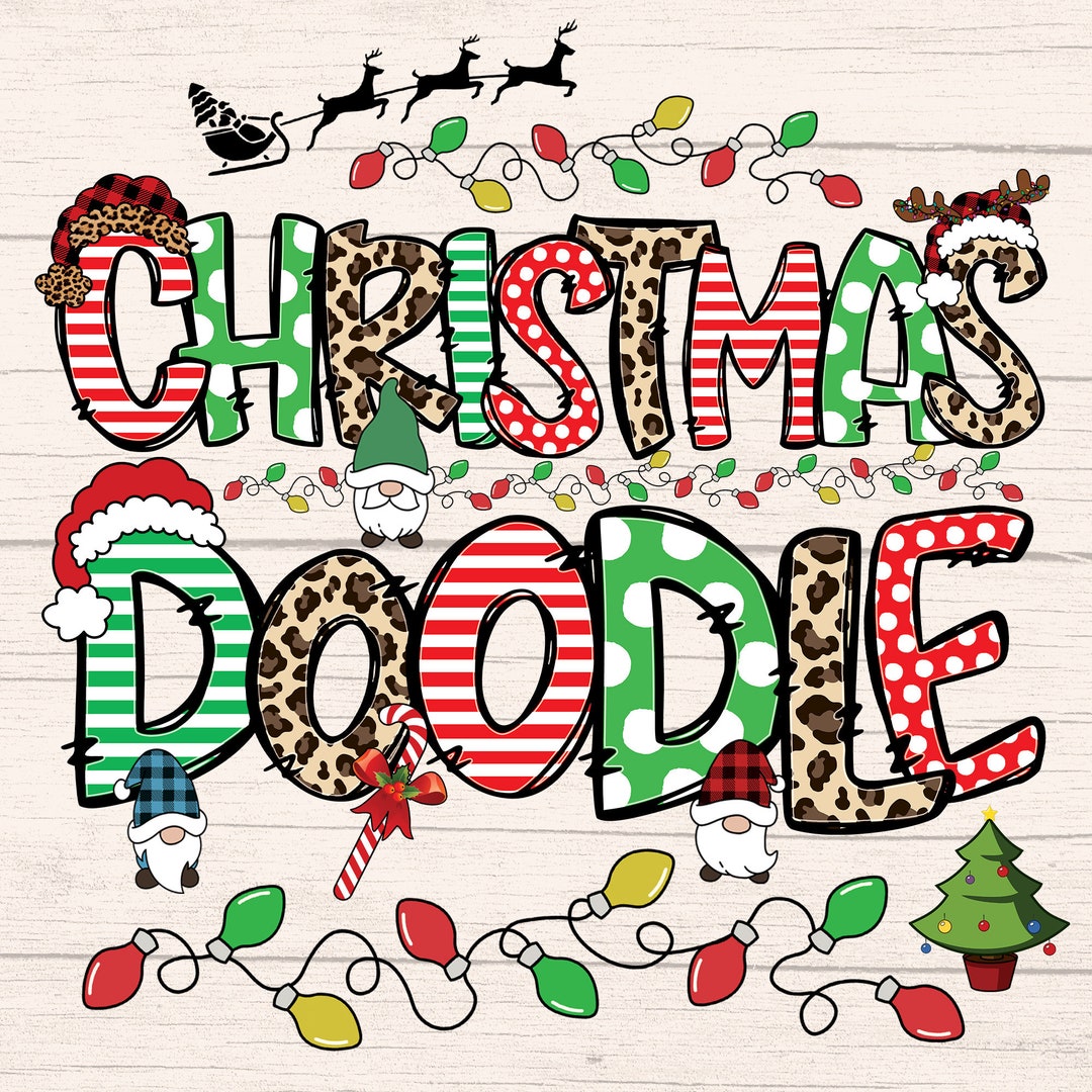 Christmas Doodle Alphabet PNG: Xmas Letter & Number Clipart (digital ...