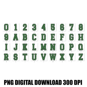 Glitter Sport Alphabet Letters and Number Set Clipart , Green Alpha PNG ...