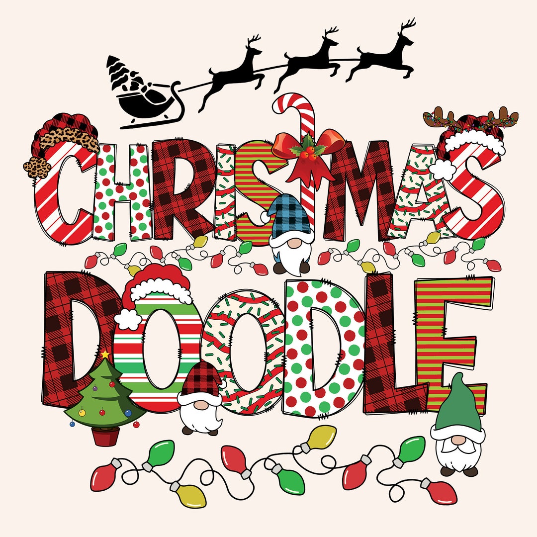 Christmas Alphabet Doodle Letters & Numbers Sublimation PNG , Xmas ...