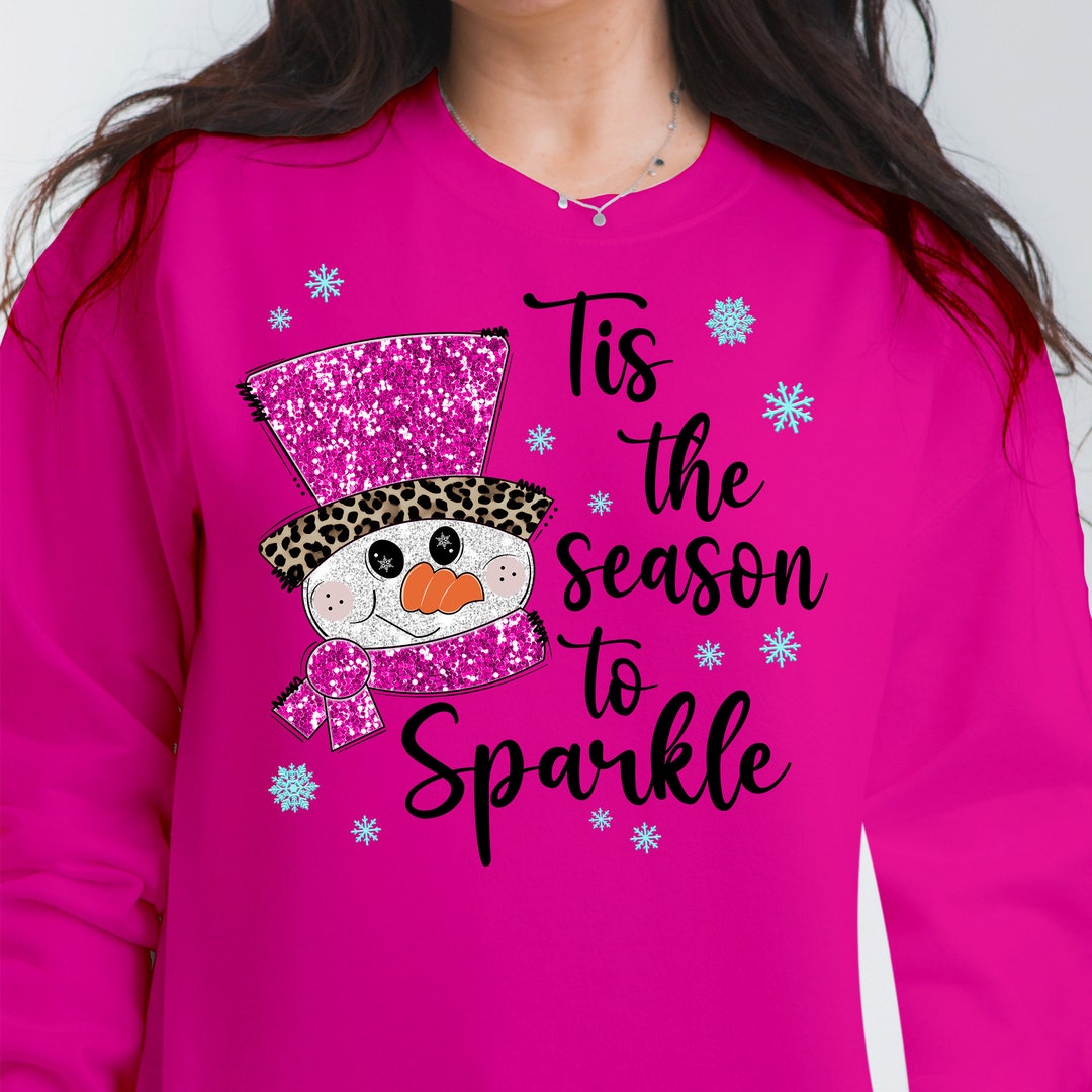 Tis the Season to Sparkle Png ,pink Snowman, Faux Sequin ,christmas ...