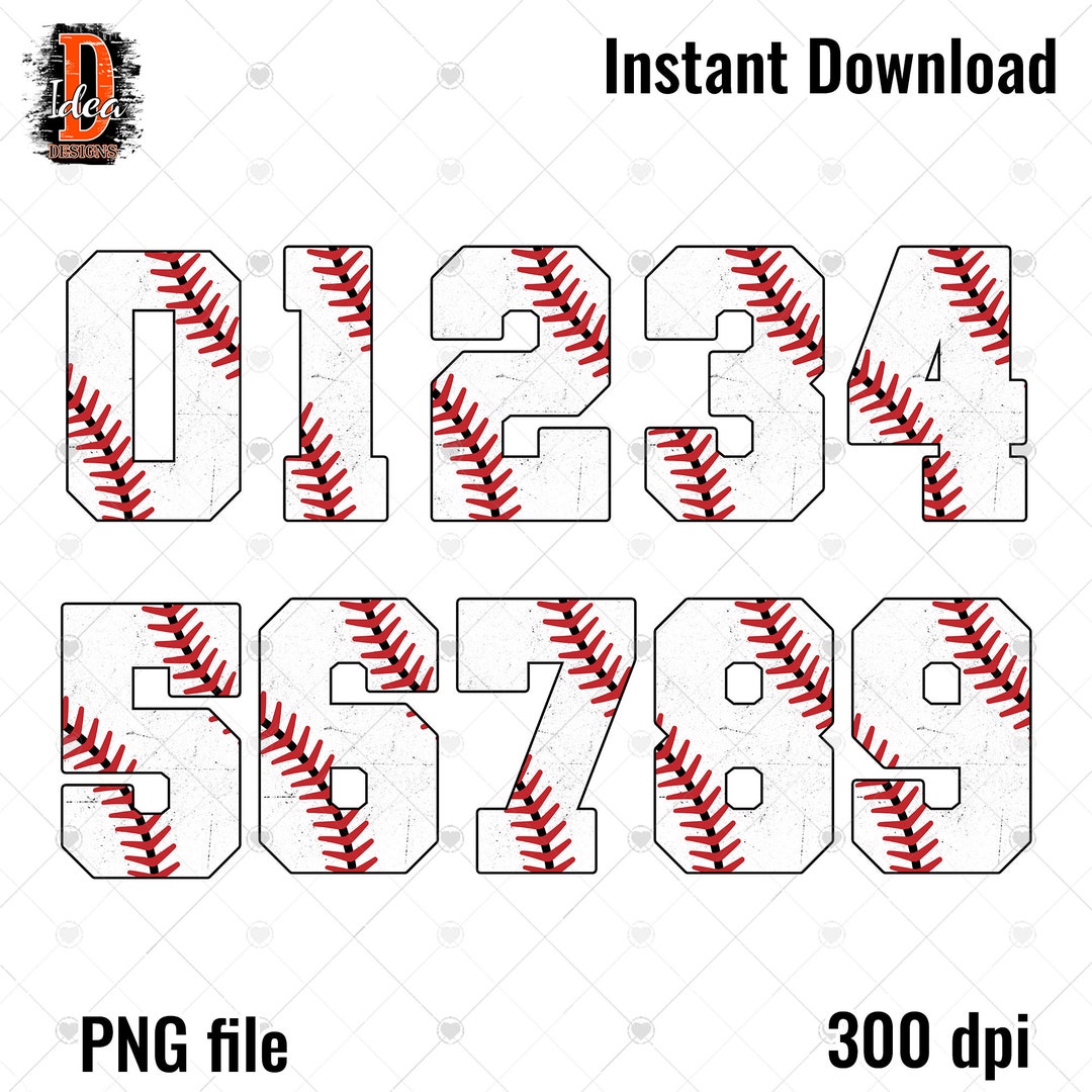 Baseball Numbers 0-9 Alphabet Number PNG Bundle , Baseball Sports ...