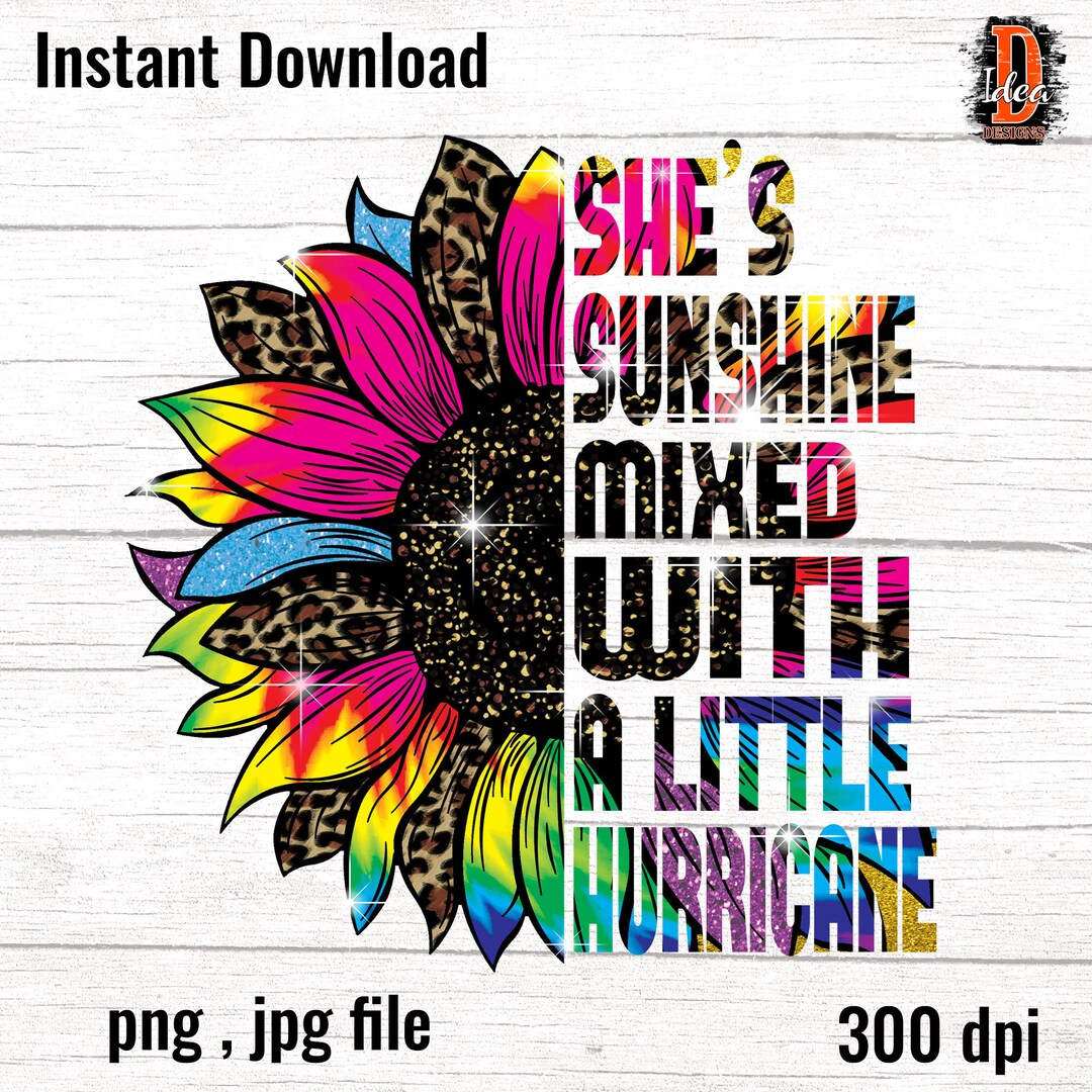 Sunshine Hurricane Leopard Sunflower Sublimation PNG (digital Download ...