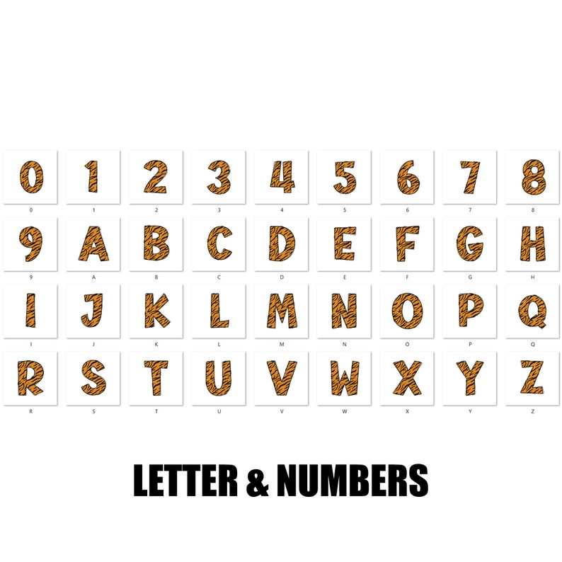 Safari Animal Print Alphabet: Zoo Doodle Letters (PNG Digital Download ...