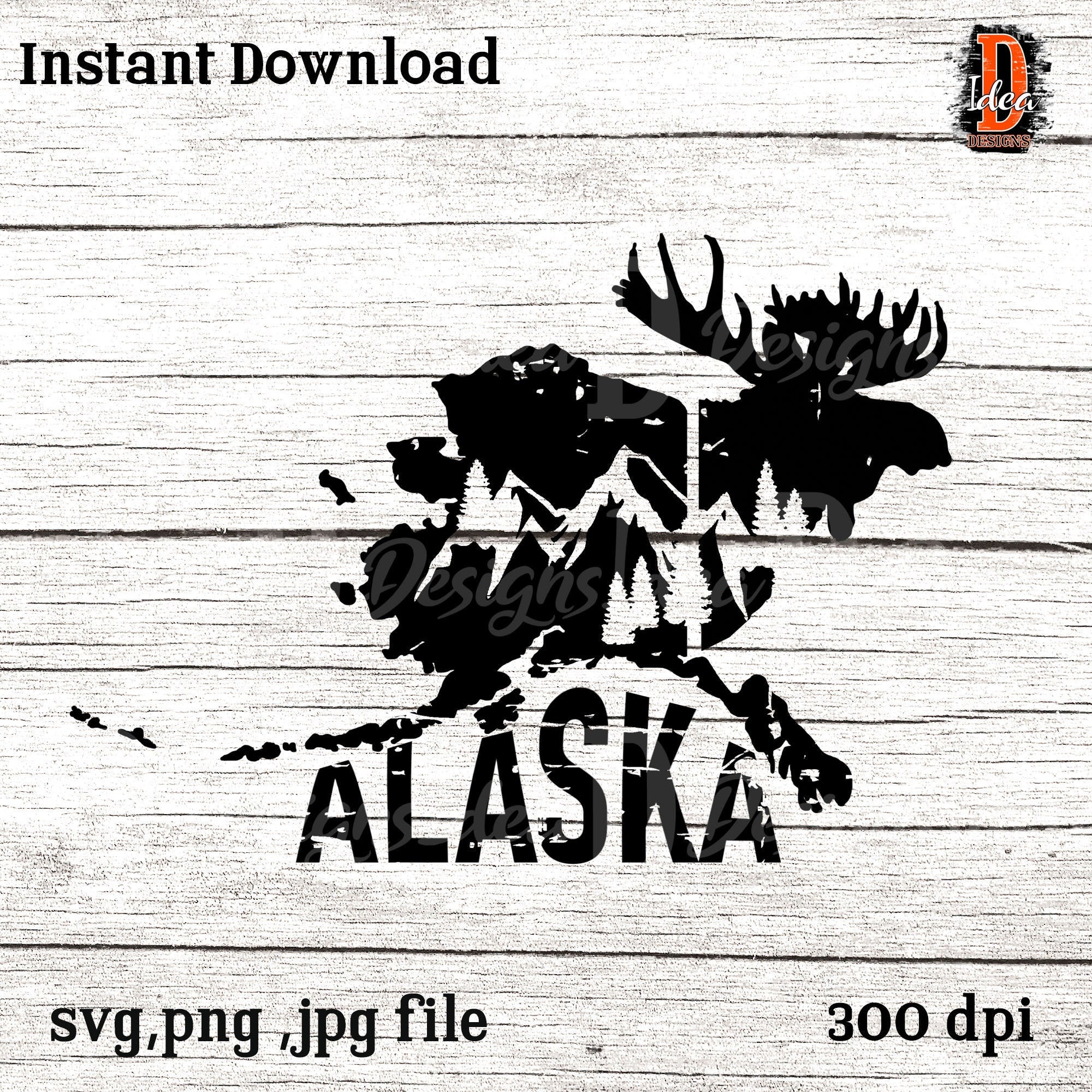 Alaska Moose SVG: Mountain Adventure Scene Cut File (digital Download ...