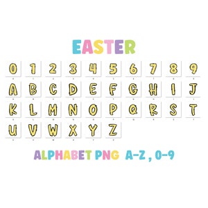 Easter Alphabet Doodle Letters PNG Bundle , Bunny, Easter Eggs, Alpha ...