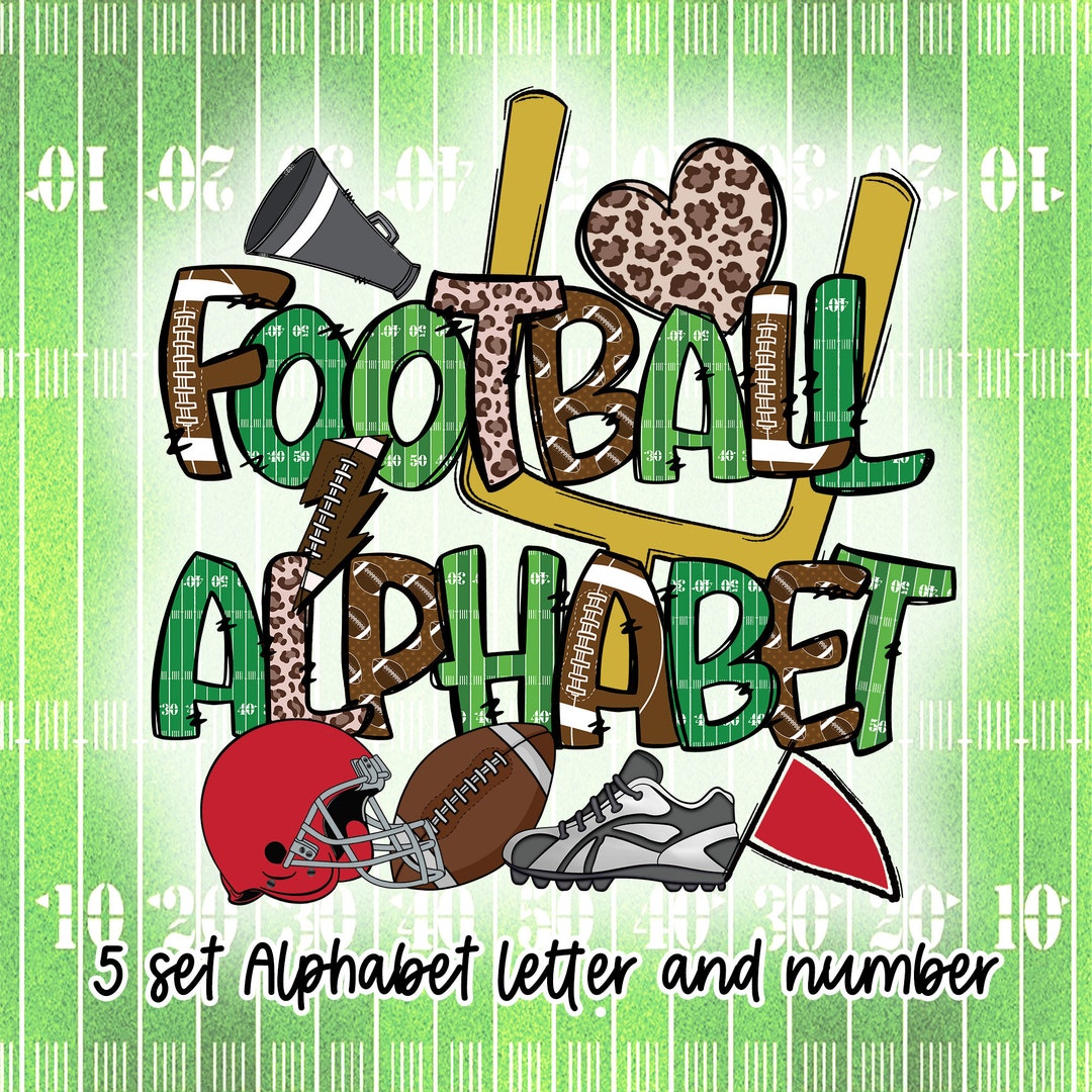 Football Alphabet Doodle Letters & Number PNG , Bundle Football Alpha ...