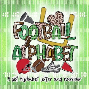 Football Alphabet Doodle Letters & Number PNG , Bundle Football Alpha ...