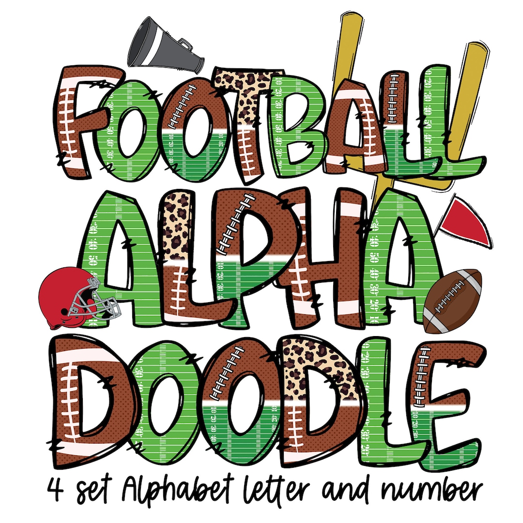 Football Doodle Alphabet PNG: Leopard Print Alpha Set (digital Download ...