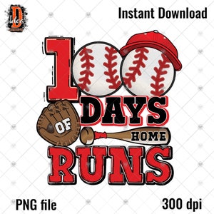 100 Day's of Home Runs Sublimation PNG File Digital Download , Baseball ...