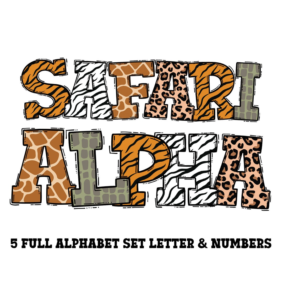 Safari Animal Print Alphabet Letters: Zoo Doodle PNG (digital Download ...