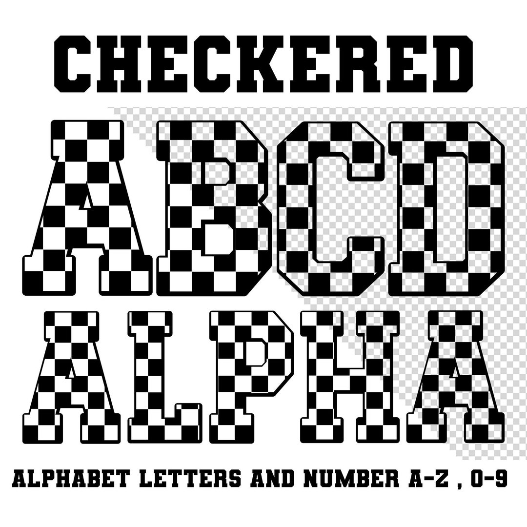 Checkered Racing Alphabet & Numbers PNG (digital Download) - Etsy