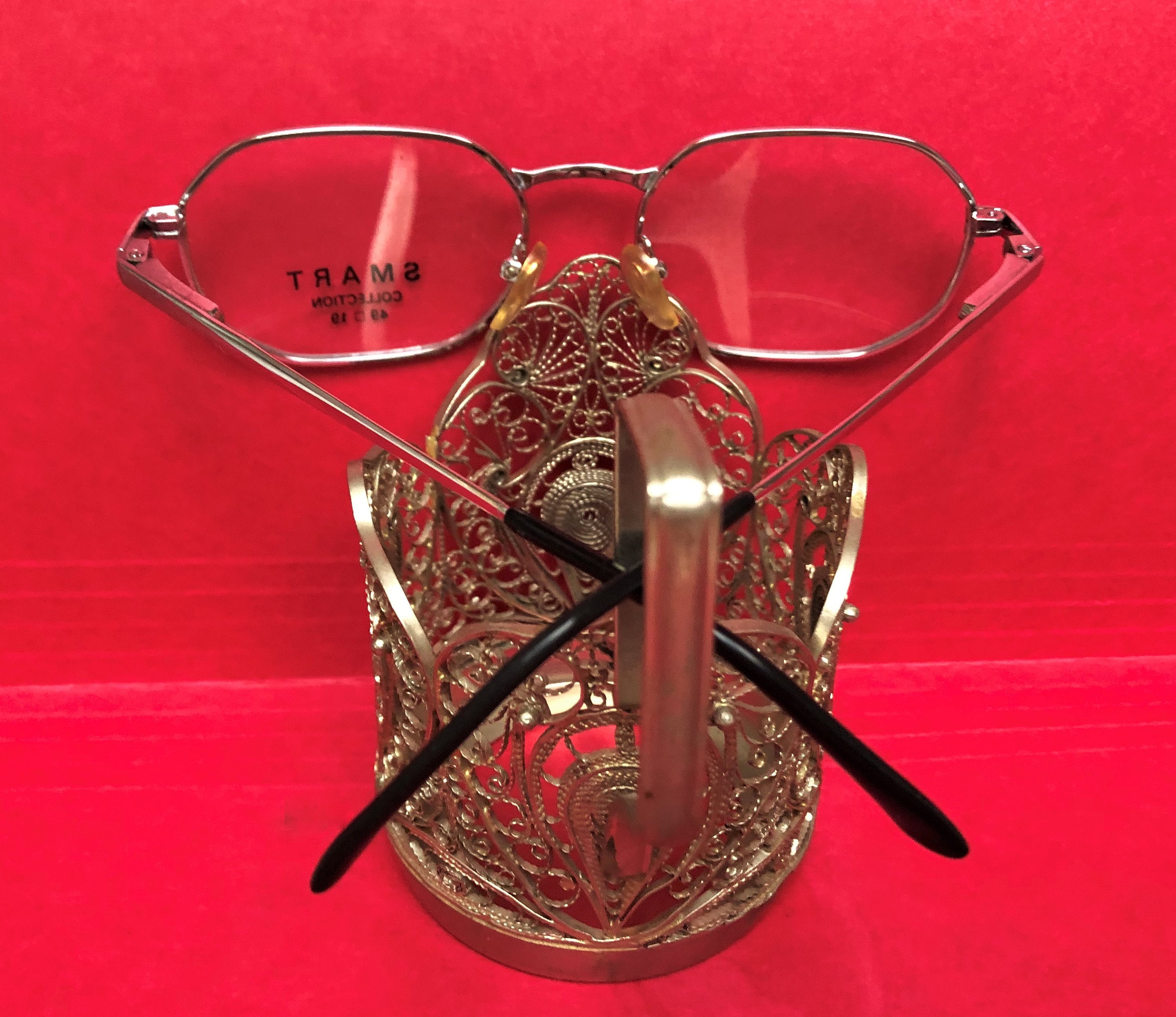 New SMART Eyeglasses Silver shiny Polish W/ Black Temple Tips SALE ...