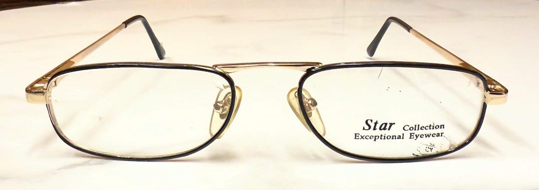 New Old Stock Discontinued Star Eyeglasses Black & Gold Vintage ...