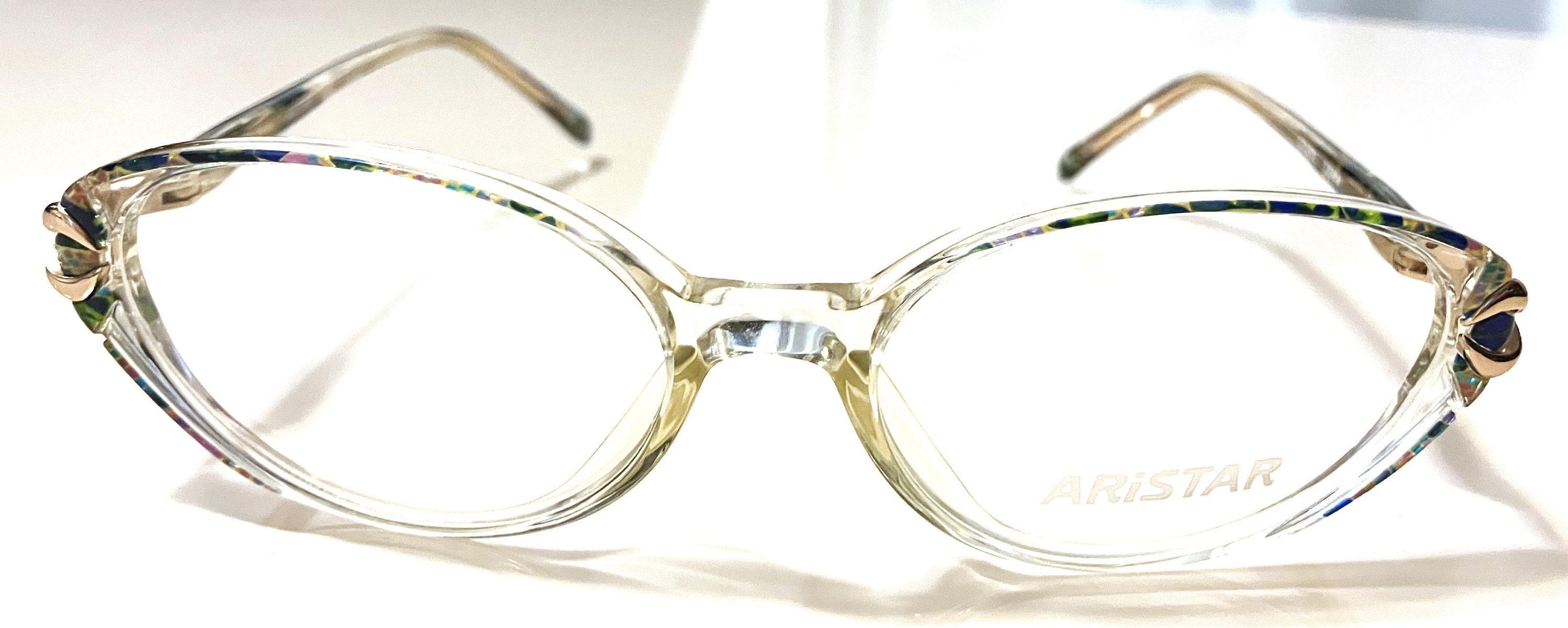 New Aristar Eyeglasses Clear Acetate Frames; Rim & Temples Decorated ...