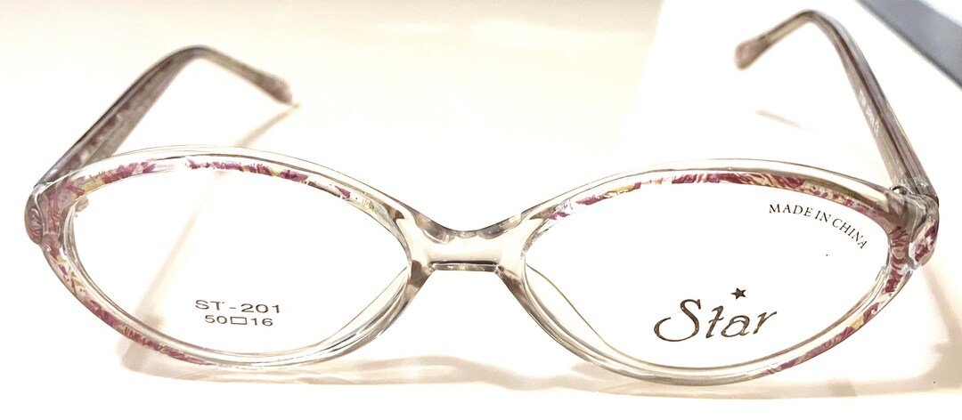 New Ladies Star Eyeglasses Clear With Cranberry (burgundy) Patterns ...