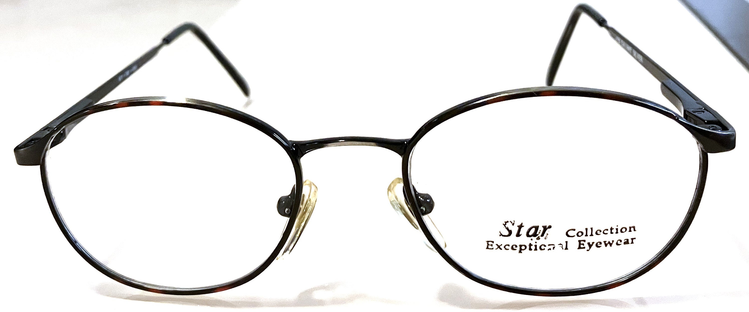 New Vintage Style Antique Silver Star Eyeglasses Brown and Black Fusion ...