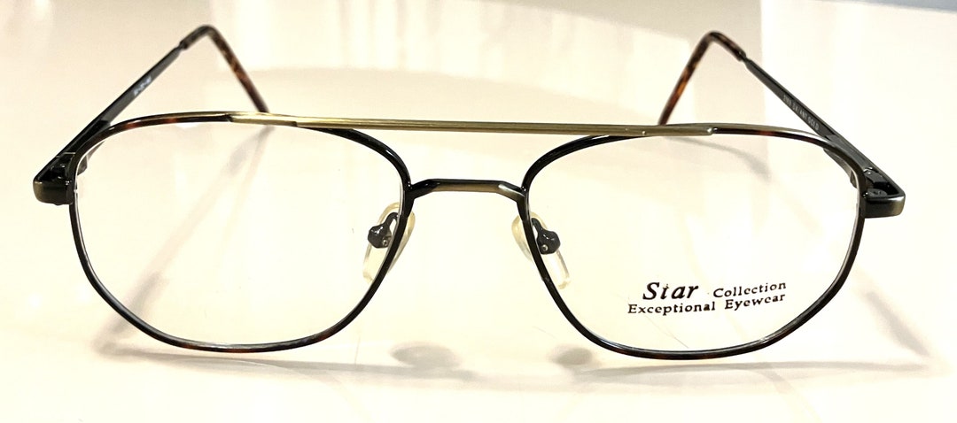 New Aviator STAR Eyeglasses Antique Gold Frames W/ Amber Rim/matching ...