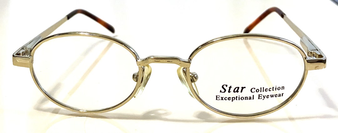 New Shiny Gold Star Eyeglasses Unique Diamond-cut Bridge With Amber ...