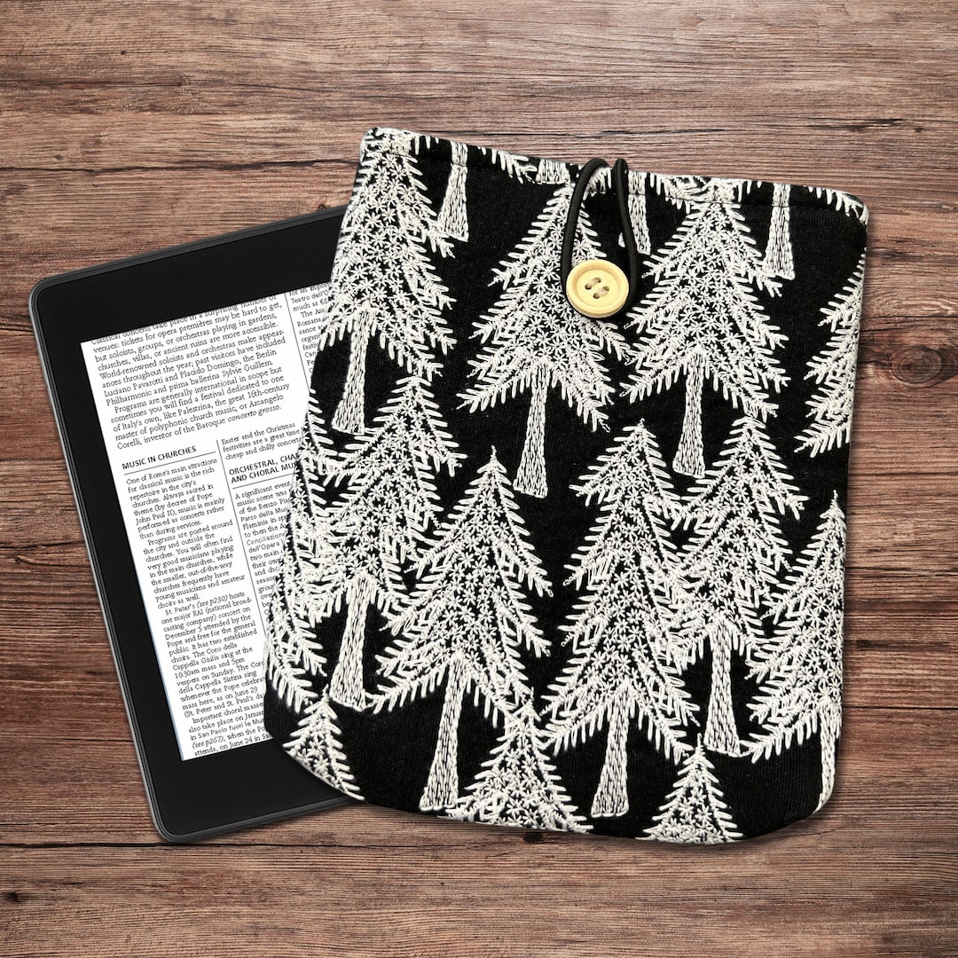Embroidered Tree Kindle Sleeve, Padded Book Sleeve, Book Pouch Kindle ...