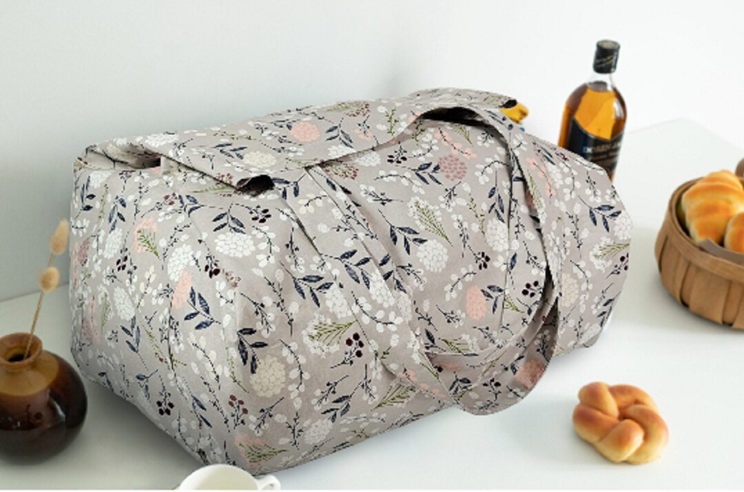 Grey Dandelion Bag / 100% Cotton/ Large Shopping Bag / Travel Bag ...