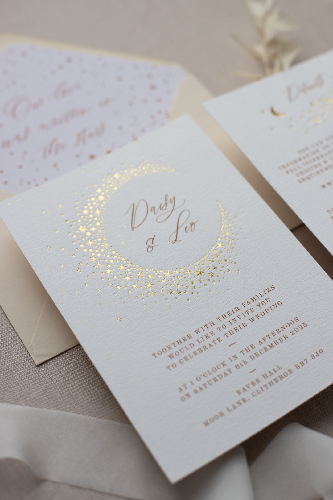 Celestial Wedding Invitation, Gold Foil Wedding Invitation, Boho ...