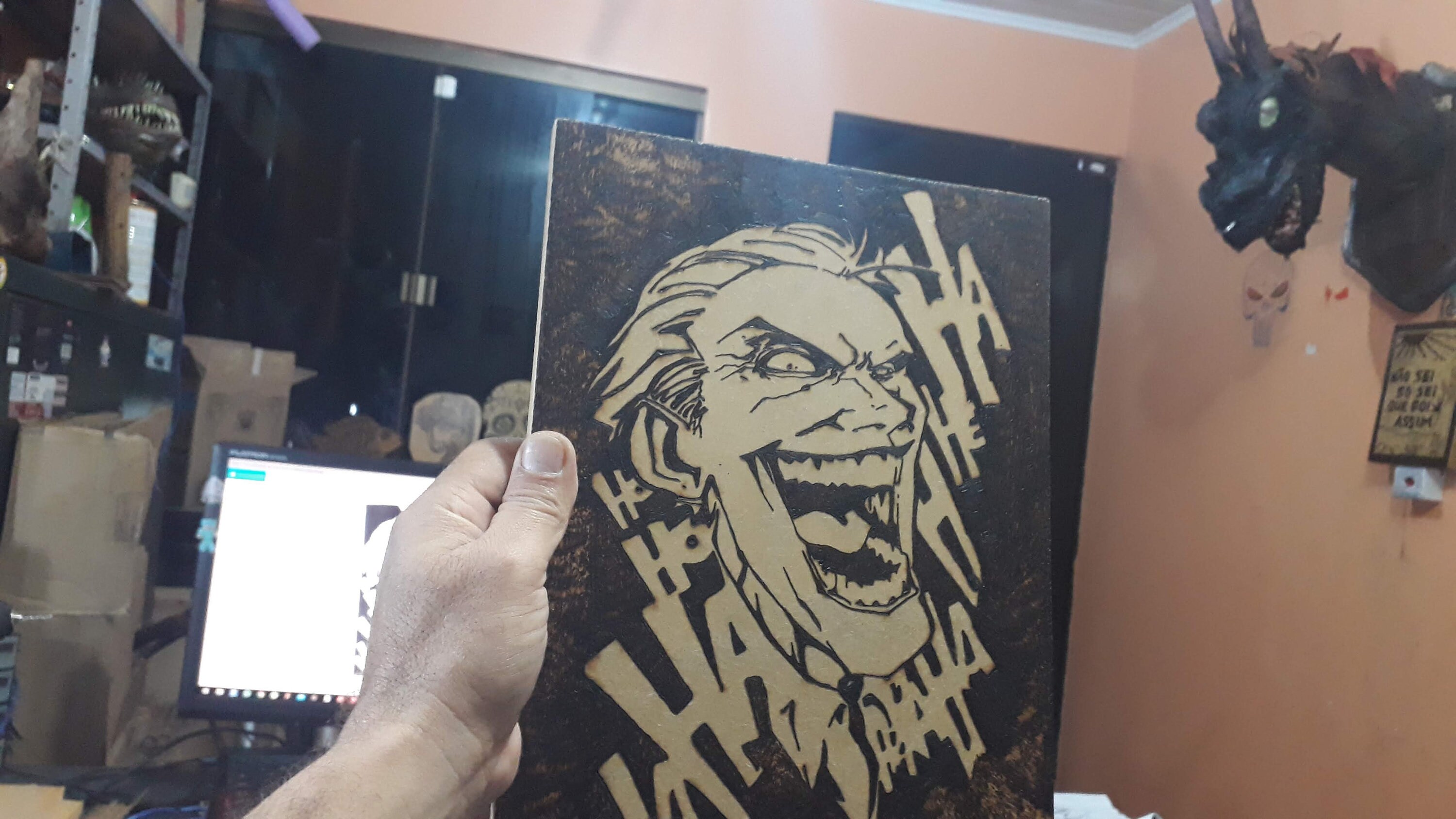 Joker Frame Pyrographed in MDF Wood Finish in Marine Varnish - Etsy