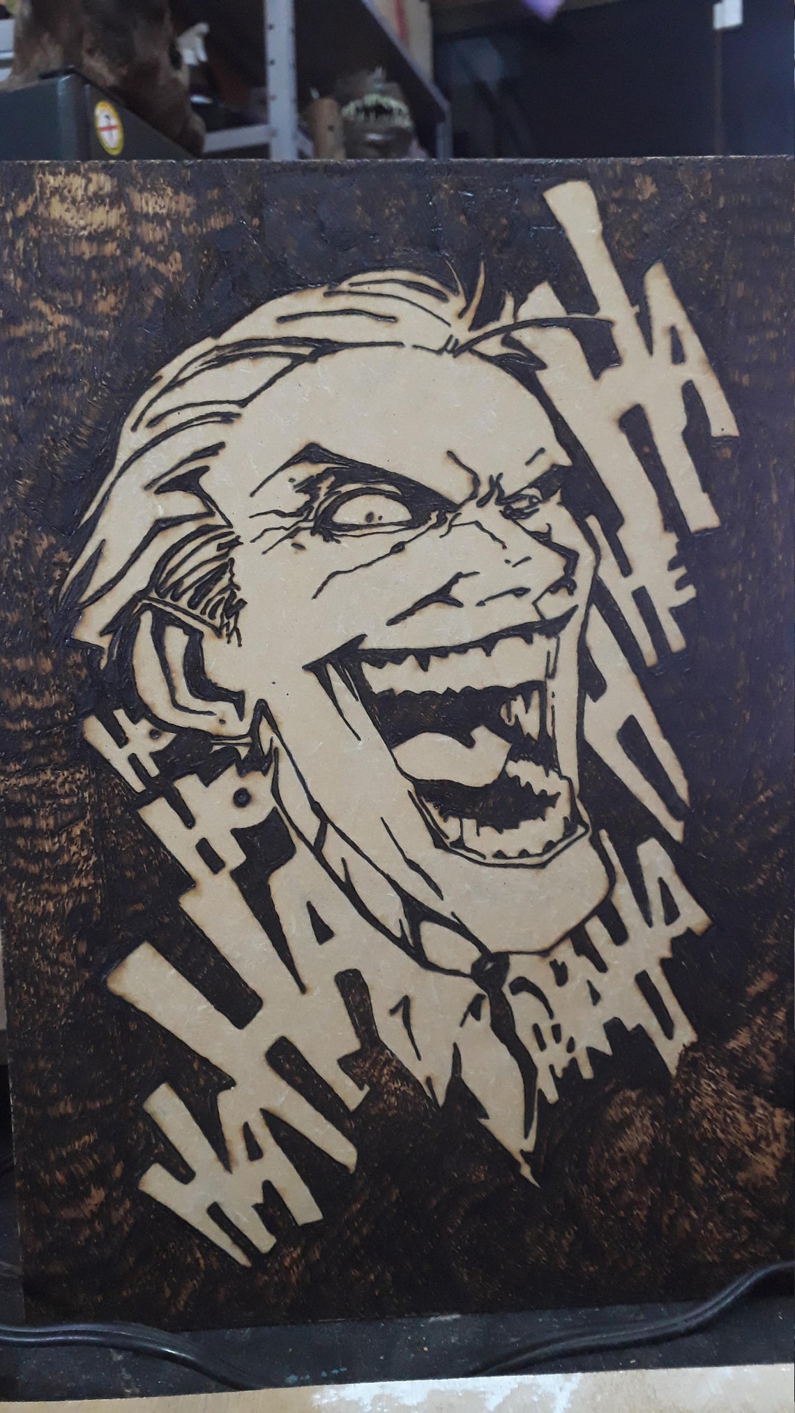 Joker Frame Pyrographed in MDF Wood Finish in Marine Varnish - Etsy