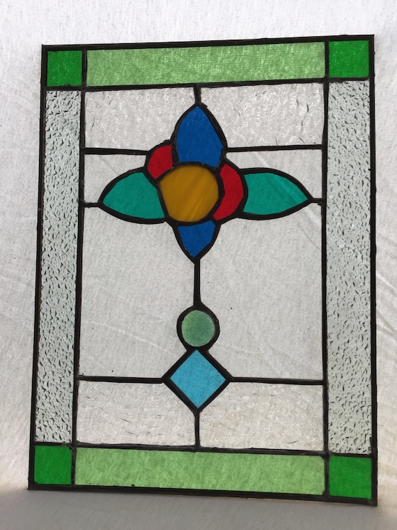 Old Fashioned Decorative Stained Glass Panels 3 of 4 Etsy Ireland