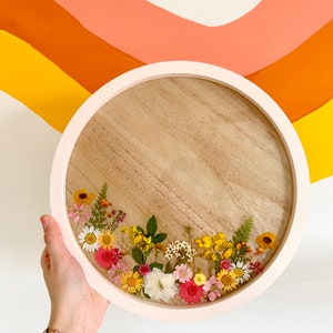 12in Round Wood & Floral Resin Tray - Etsy
